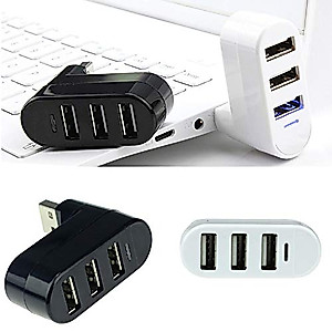Lysee USB Cables - Multi Function 3 Port USB Hub 2.0 Mini Rotate Splitter Adapter Combo Card Reader Support for Pc Notebook Laptop Computer - (Color: Black, Length: 3 Ports Hub)