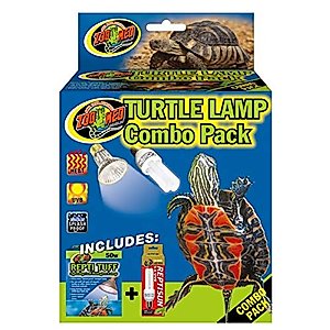 Zoomed Turtle Lighting Kit- Includes Attached DBDPet Pro-Tip Guide - Splashproof Heat Bulb, & UV-B Bulb Combo Pack