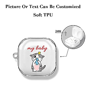 customgift Custom Samsung Galaxy Buds Live Case, Gift for Family, Shock Absorption Soft Clear TPU Cover DIY Photo, Galaxy Buds Pro Cover Personalized with Name