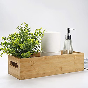 Bathroom Basket, 15 x 6 x 4 inch Toilet Paper Storage, Wood Basket Tray Organizer for Bathroom Vanity Counter Toilet Tank Topper