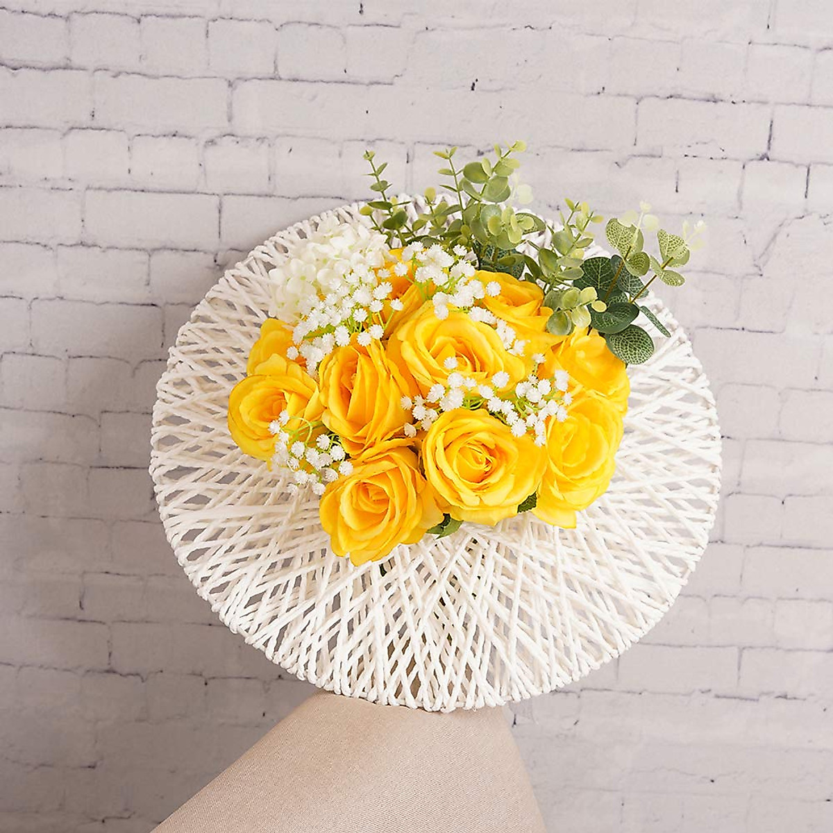 Plobach 12PCS Rose Artificial Flowers Silk Roses Single Long Stem Fake Rose Flower Bouquet Realistic Touch Blossom Arrangement for Wedding Bridal Shower Home Garden Décor (Red-Box)