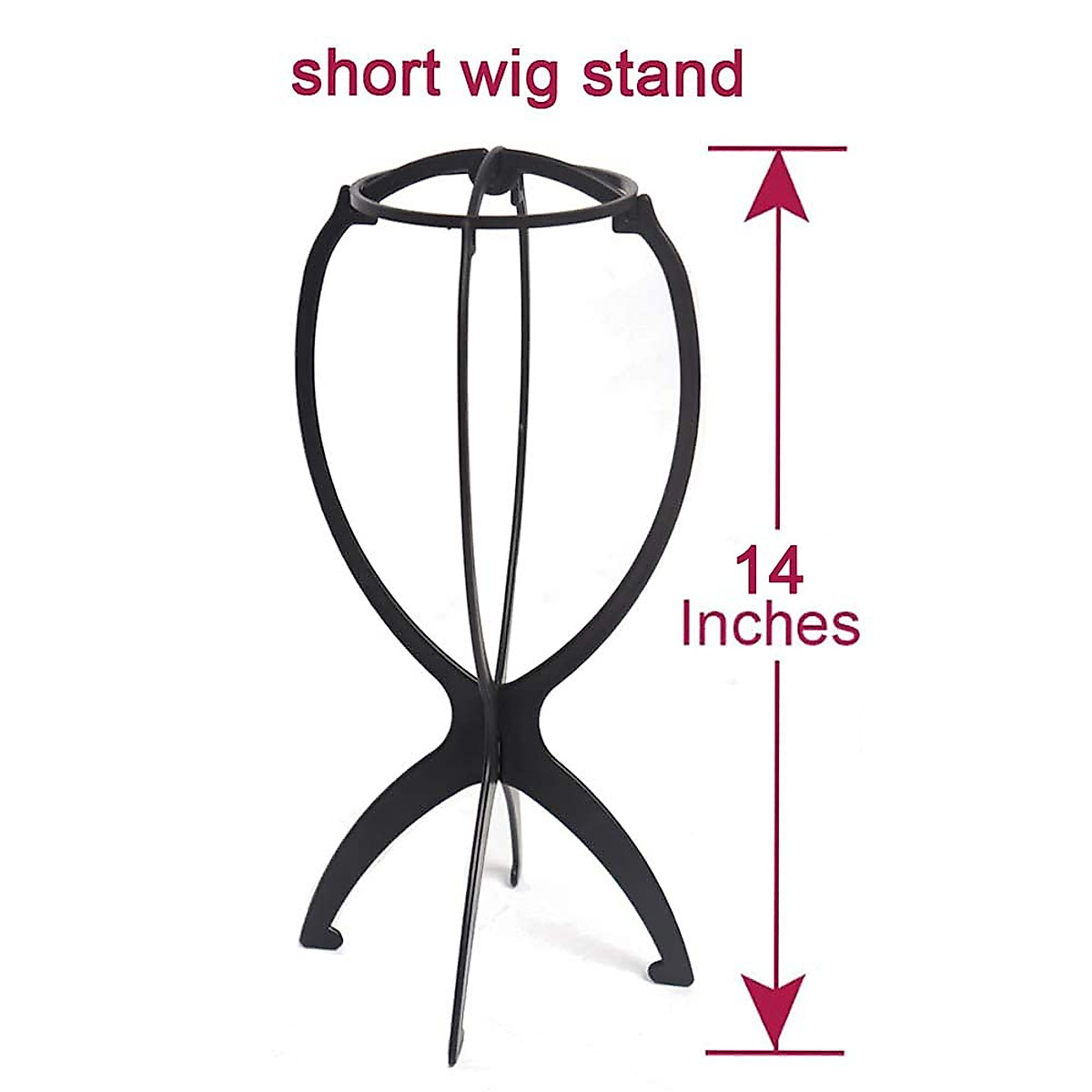wiysday 6PCS Wig Holder，Wig Stands, Collapsible Wig Stand for Short Wig,14 inch Portable Travel Wig Holder (Black)