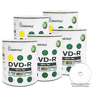 Smart Buy 500 Pack DVD-R 4.7gb 16x White Top Blank Data Video Movie Record Disc, 500 Disc 500pk