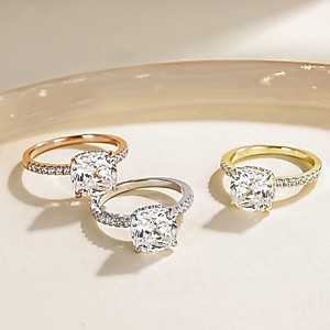 EAMTI 3.5CT 925 Sterling Silver Rings Cushion Cut Cubic Zirconia CZ Engagement Wedding Bands for Women Promise Rings for Her Size 7.5