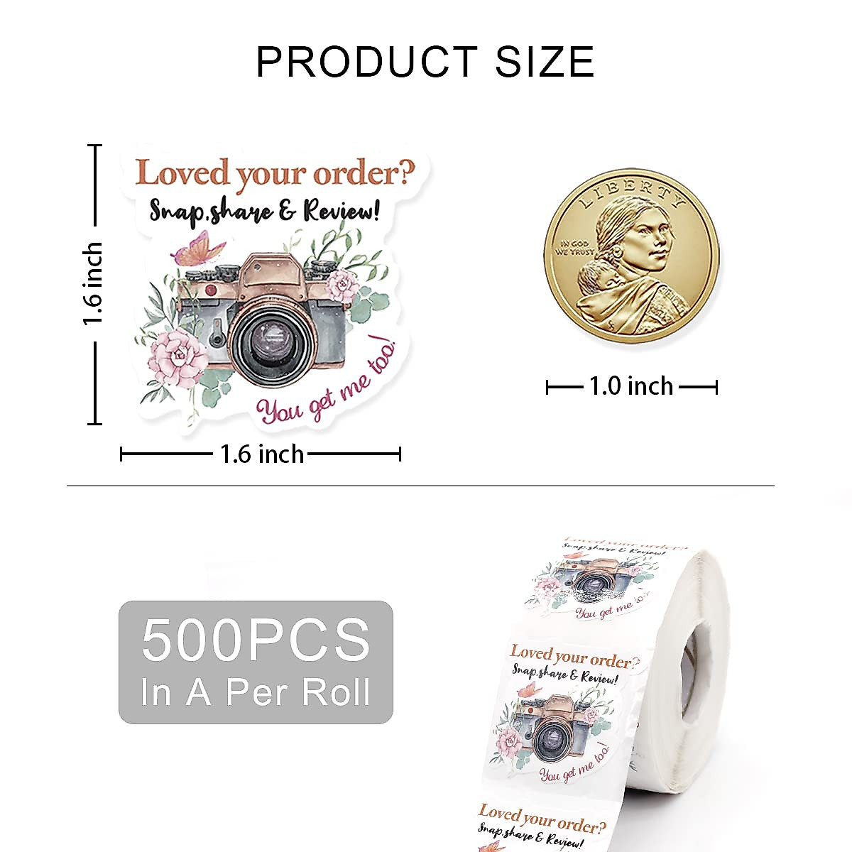 Snap Share Review Retro Camera Stickers,Thank You Stickers,Small Shop Stickers,Mail Envelopes Stickers Handmade Stickers for Small Business,Handmade Goods,Online Retailers,500 PCS