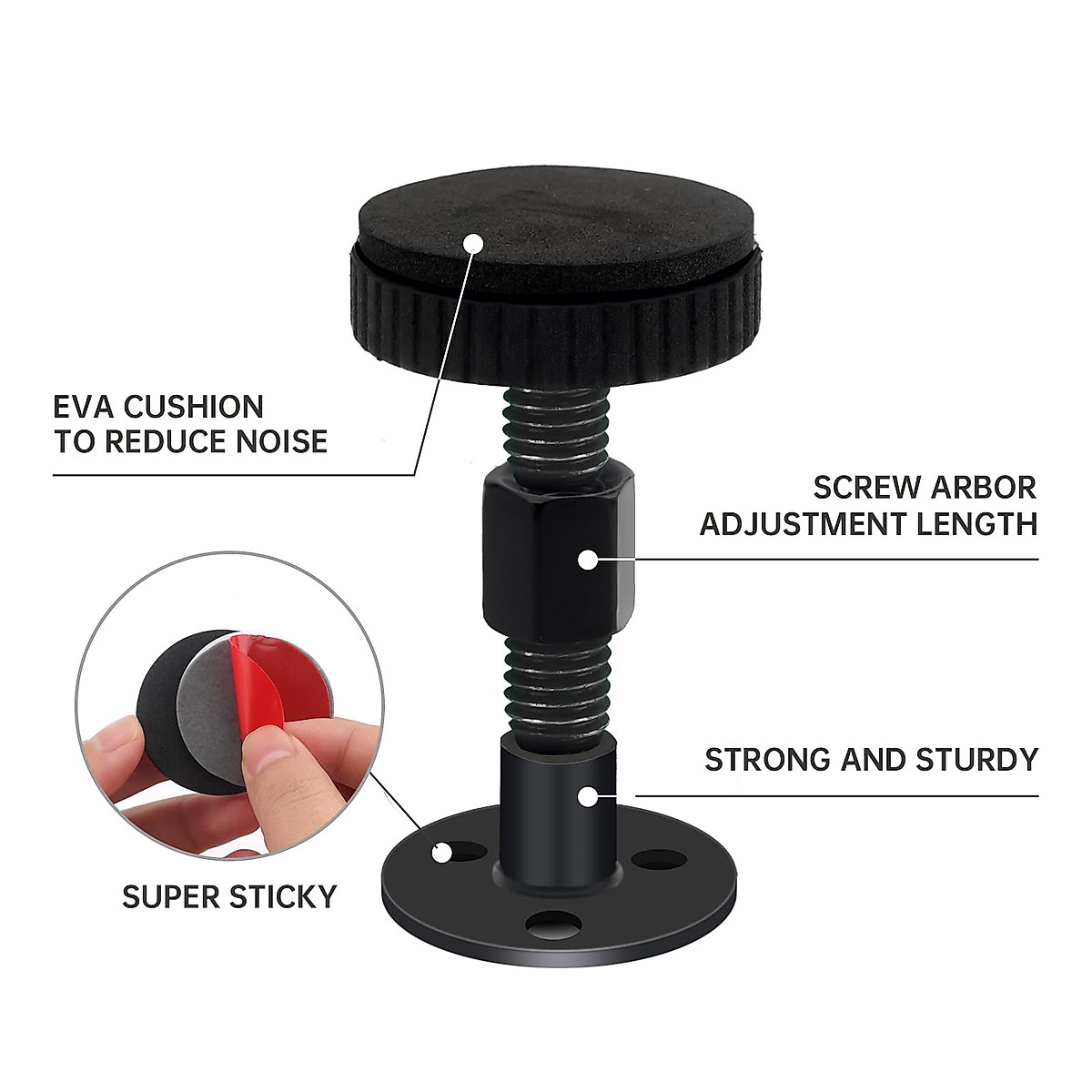 LveSunny 4PCS Headboard Stoppers, Black Adjustable Bed Frame Anti-Shake Tool, Bed Stabilizer, for Wall, Beds, Sofas, No Creaking, Protect The Wall from Banging, Easy to Install (1.18-2.17in) (Medium)