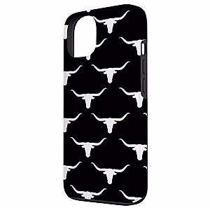 iPhone 13 Black White Texas Pattern Austin Dallas Western Longhorn Case