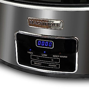 MAGNIFIQUE 8-Quart Casserole Slow Cooker with Timer and Digital Programmable - Small Kitchen Appliance for Family Dinners - Serves 6+ People - Heat Settings: Keep Warm, Low and High
