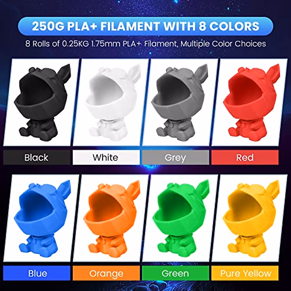 SUNLU 3D Printer Filament Bundle, SUNLU PLA+ Filament 1.75mm, 100% Neatly Wound PLA Plus 3KG, 0.25kg Spool x 8 Packs & 1kg Spool x 1 Pack Black