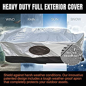 CoverSeal Rectangular Water-Resistant Patio Furniture Cover with Patented Weighted Ground Conforming Apron Seal - Outside Furniture Cover for Outdoor Table and Chairs - Large 151 L x 70 W x 39 H in