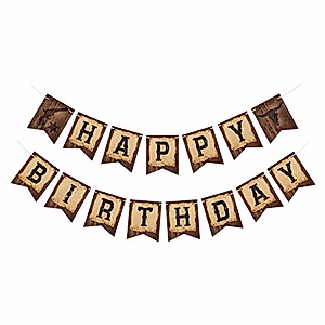 Pre-Strung Cowboy Birthday Banner, Ready to Hang Wild Western Bday Party Sign, Wooden House Barn Bunting