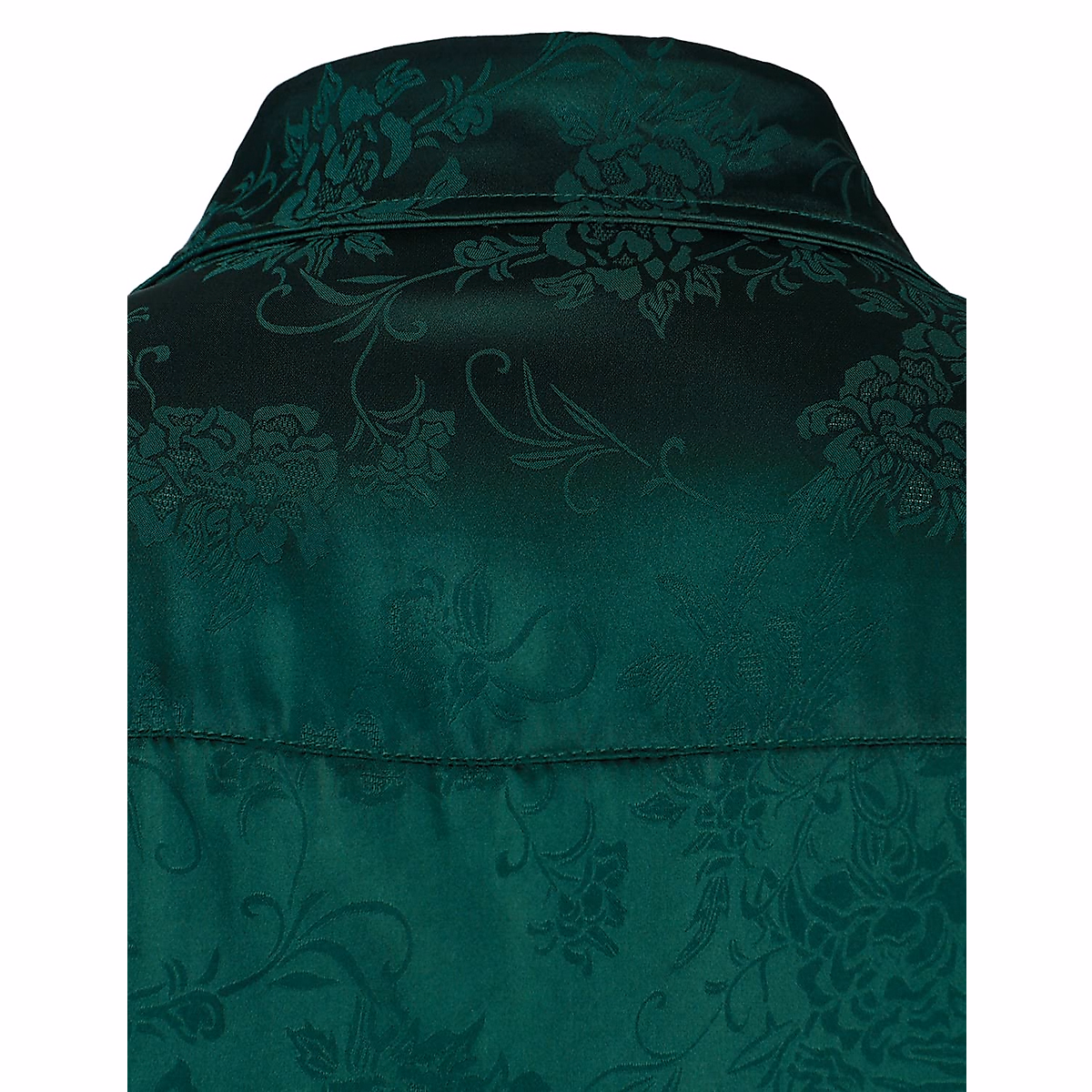 ZEROYAA Men's Hipster Floral Jacquard Long Sleeve Satin Silk Like Button Up Dress Shirts for Party Prom ZHCL55 Dark Green Small
