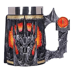 Nemesis Now Lord of the Rings Merchandise Tankard, Hand-Painted Resin Beer Mug with Removable Insert, 15.5cm - Sauron