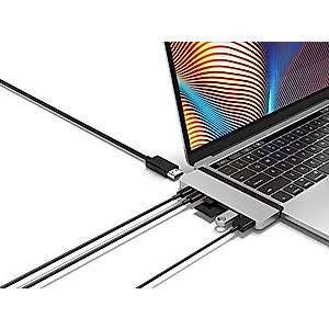 Hyper - New HyperDrive Duo 7-in-2 Hub - USB-C for MacBook Pro/Air - HDMI 4K60Hz HDR, USB-C 40Gbps 100W PD, USB-C 5Gbps 60W PD, MicroSD/SD 3.0 UHS-I 104MB/s, 2 x USB-A 5Gbps - Space Gray