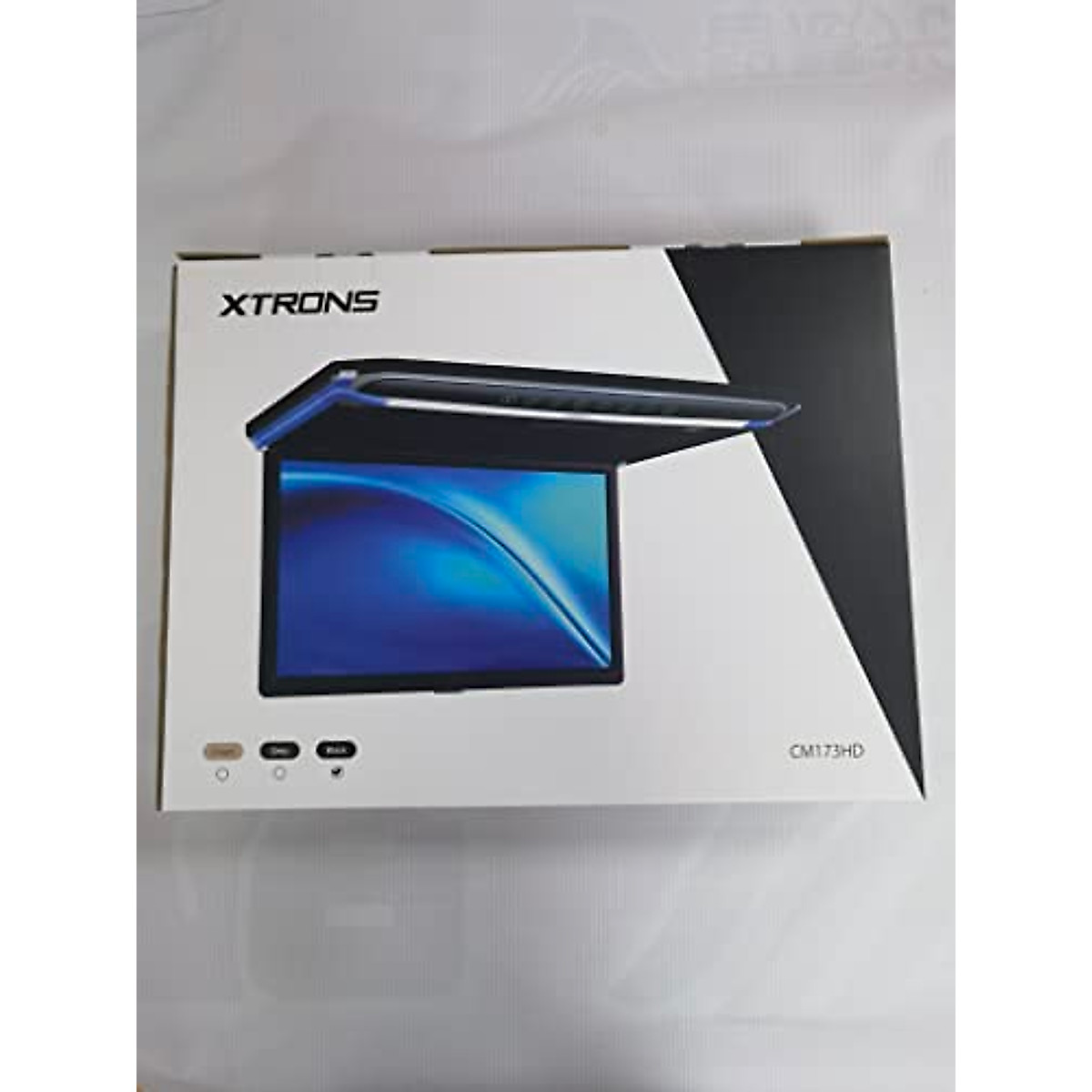 XTRONS® 17.3 Inch 16:9 Ultra-Thin FHD Digital TFT Screen 1080P Video Car Overhead Player Roof Mounted Monitor HDMI Port 1920 * 1080 Full High Definition with New Version Black IR Headphones (No DVD)