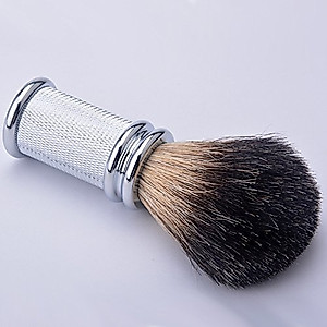 CSB Hand Made Pure Black Badger Hair Shave Brush with Chrome Metal Handle