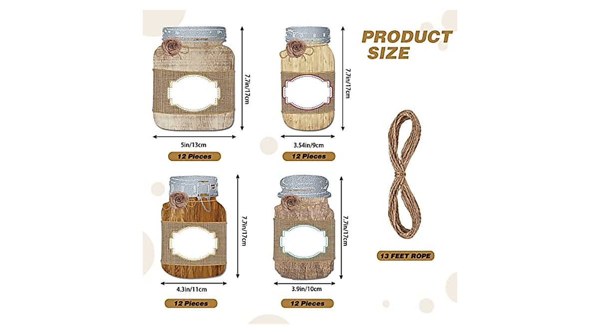 48 Mason Jar Cutouts for Farmhouse Classroom Decor