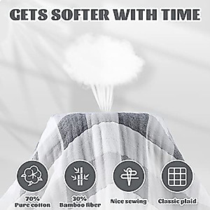 Baby Muslin Blankets Neutral Cotton Receiving Swaddle Blanket, Large Baby Quilts for Girls Boys. Also for Newborn Nursing Cover, Baby Bath Towels, Toddler Blanket for Crib (Grey,White)