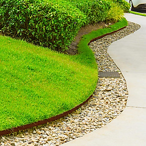 Worth Garden 6-Pack Pre-Rusted Cor-Ten Steel Landscape Edging - 40" L x 5.5" H (20ft Total) - No-Dig Hammer-in Heavy Duty 14-Gauge Metal Edging Border w/Clips & Protection Strips - Edge for Lawn Yard