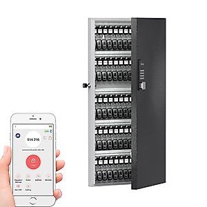 120 Key Lock Box,Metal Key Cabinet Organizer Wall Mount use OTP Technology Unlock,Fixed Password/Bluetooth Unlock, App Remotely Generates Pin Codes Without Internet,Great for Key Hook & Storage