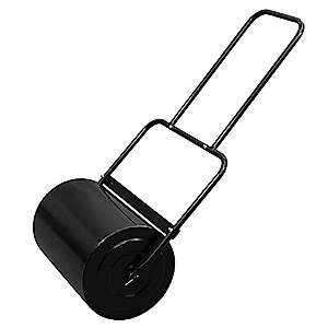 Lawn Roller, 19.5in Water and Sand Filled Garden Drum Roller with U Shaped Handle Tow beind Sod Roller for Planting, Park, Garden, Yard, Ball Field Seeding Black Iron Cylindrical