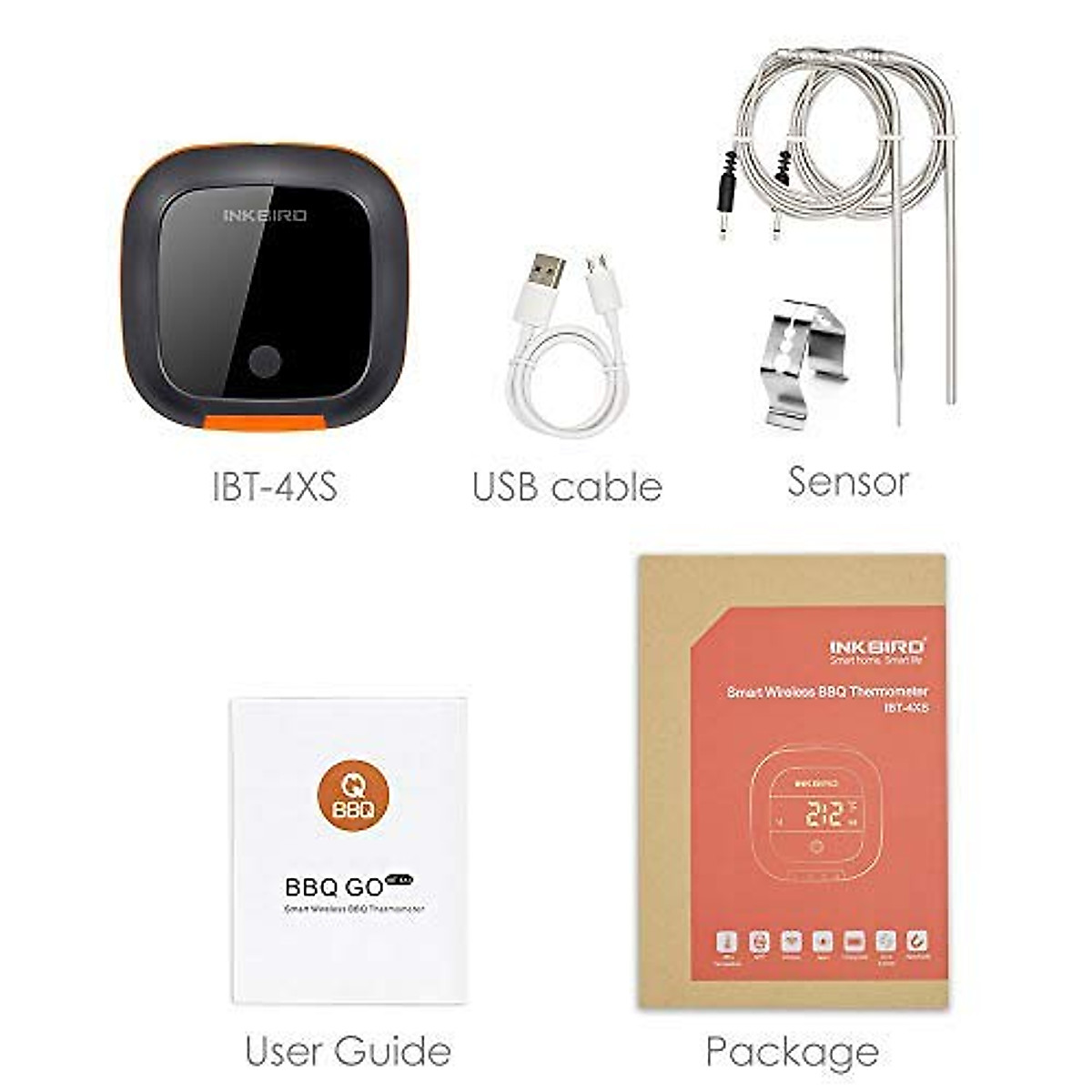 Inkbird Bluetooth Grill BBQ Meat Thermometer with Dual Probes Digital Wireless Grill Thermometer, Timer, Alarm,150 ft Barbecue Cooking Kitchen Food Meat Thermometer for Smoker, Oven, Drum