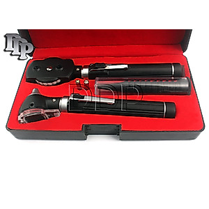 DDP DIAGNOSTIX Fiber Optic Otoscope Set Black Color, with Hard CASE/Complete Diagnostic Set-White Bright LED Light + 2 Free Replacement Bulbs