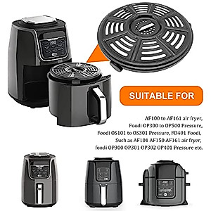 4QT Air Fryer Grill Pan for Ninja AF100 to AF150 Air Fryers, Upgraded 8.2IN Air Fryer Grill Crisper Plate Grate for Ninja FD401 Foodi Pressure Foodi OP300 to OP500, Nonstick, Dishwasher Safe