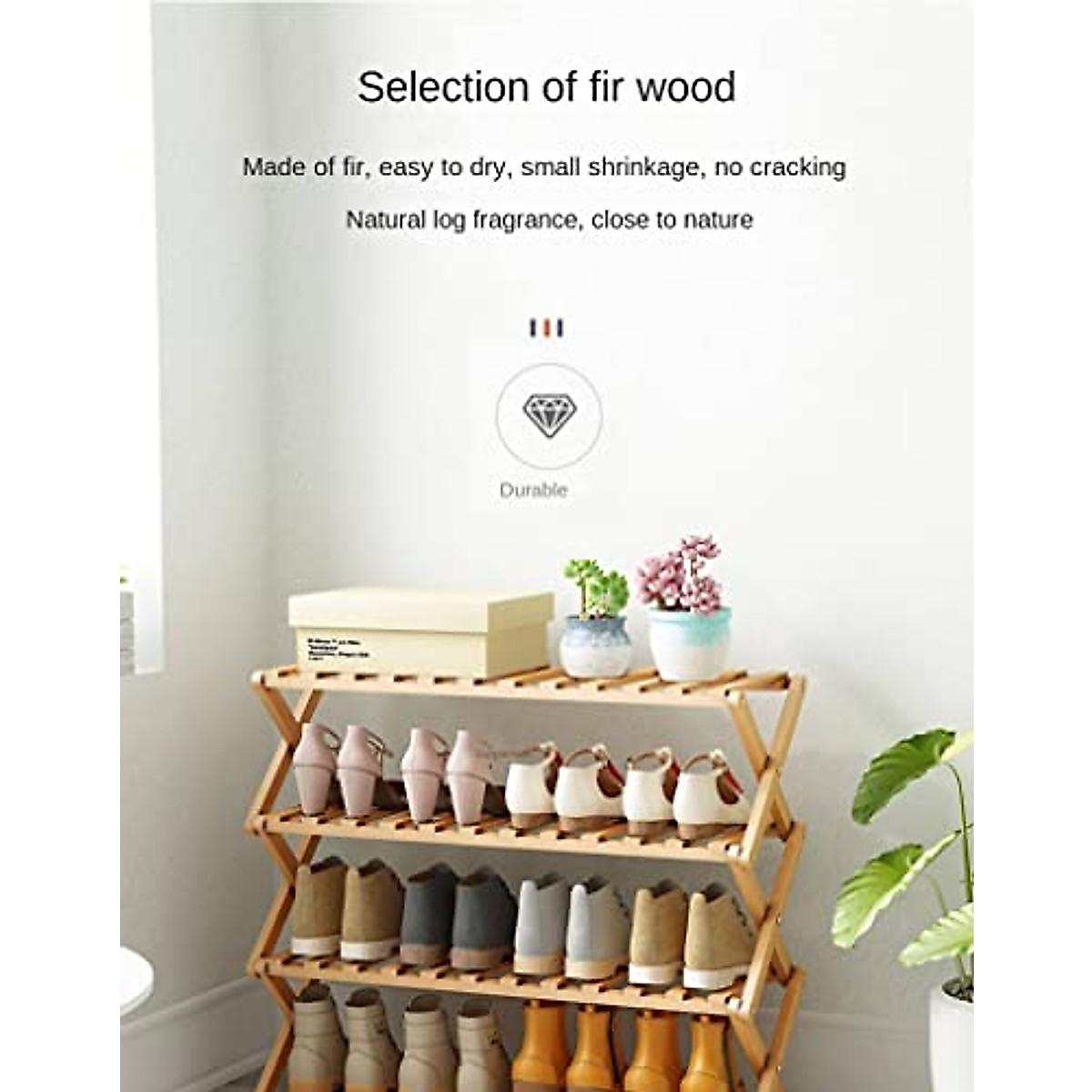 MBETA Wholesale Solid Wood Foldable Simple Installation-Free Shoe Rack Multi-Layer Storage Space-Saving Dormitory Home Balcony Door