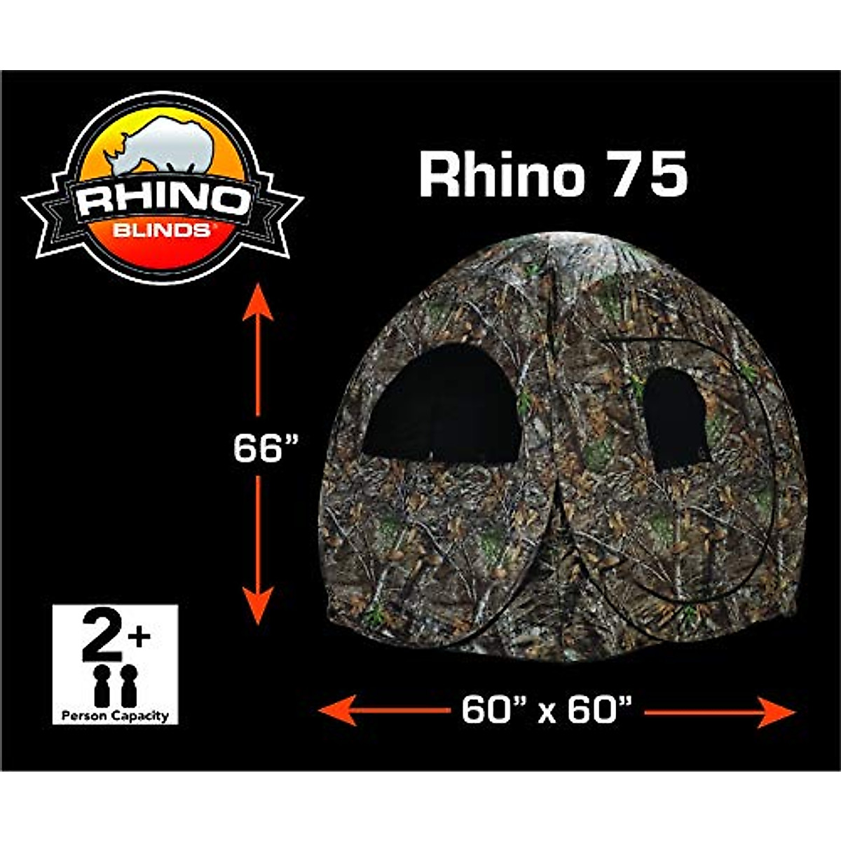 Rhino Blinds R75-RTE 2 Person Hunting Ground Blind, Realtree Edge & Allen Company Shooting Stick, Monopod, Adjustable in Height (21.5 to 61 inches), Aluminium, Hunting Accessories, Black (2163)