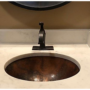 SimplyCopper 19" Oval Copper Bath Sink Drop In or Under Mount Installation Lift & Turn Drain Included