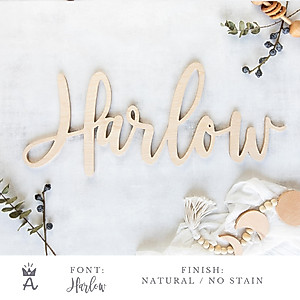 Custom Wood Name Sign for Nursery or Kids Room | Instant Font Preview + Multiple Styles Available Unpainted, Painted, or Stained | Personalized Baby Gift (Unpainted Quick Ship Name Sign)