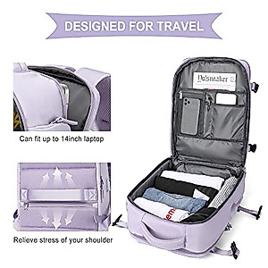 WONHOX Travel Backpack for Women Bundle, Carry On Backpack,Hiking Laptop Backpack Waterproof Outdoor Sports Rucksack Casual Daypack, Purple