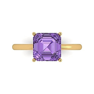Clara Pucci 2.5 ct Asscher Cut Solitaire Simulated Alexandrite Engagement Bridal Promise Anniversary Ring 18K Yellow Gold Size 3.5
