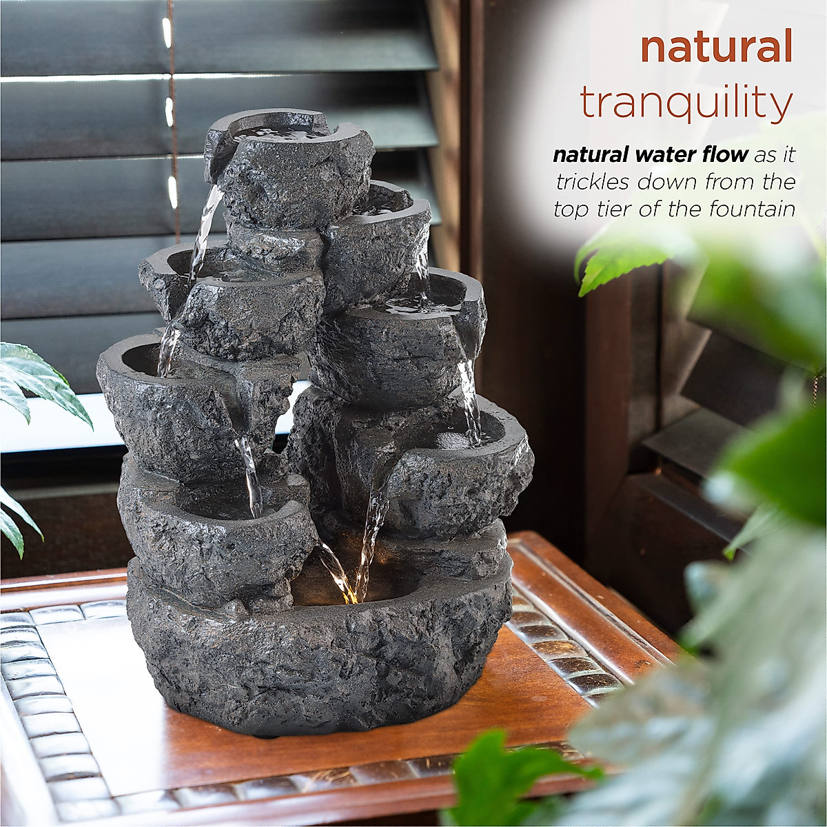 Alpine Corporation WIN1140 Cascading Fountain, 10" L x 7" W x 14" H, Gray