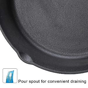 Preseasoned Cast Iron Skillet 10 Inch with Removable Silicone Handle Grip and Pan Scraper, Cast Iron Fry Pan for Indoor and Outdoor Use, Ovenproof, Stovetop, Induction Safe Seasoned Skillet