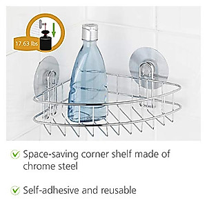 Static-Loc Corner Shower Caddy, Shower Shelf, Corner Shower Shelf, Shower Corner Caddy Made of Steel, Shower Storage, Chrome 10.4 x 4.3 x 7.5 in