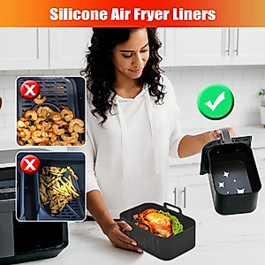 2 PCS Air Fryer Silicone Liners for Ninja Foodi Dual Zone DZ090 6QT DZ201 DZ100 8QT Air Fryer, Rectangular Food Grade Reusable Air Fryer Silicone Pots Accessories for Instant Vortex 8 QT Air Fryer