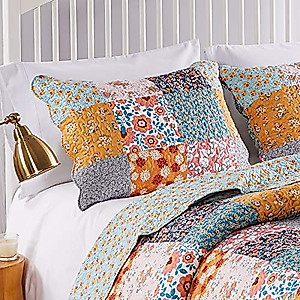 Greenland Home Carlie Modern Floral Reversible Quilt Set, 3-Piece King, Calico Patches