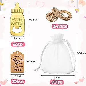 50 Pcs Baby Bottle Opener Baby Shower Party Favor Opener Cute Baby Bottle Shaped Bottle Opener Baby Shower Return Gifts for Guest Wedding Party Souvenir Kids Birthday Party (Gold, Classic Style)