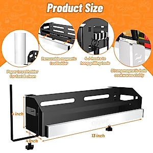 Griddle Caddy for Blackstone Griddle Accessories, Space Saving Grill Accessories, BBQ Accessories Storage for Blackstone Griddles 28"/36" with a Magnetic Tool Holder & Paper Towel Holder & 4 J-Hooks