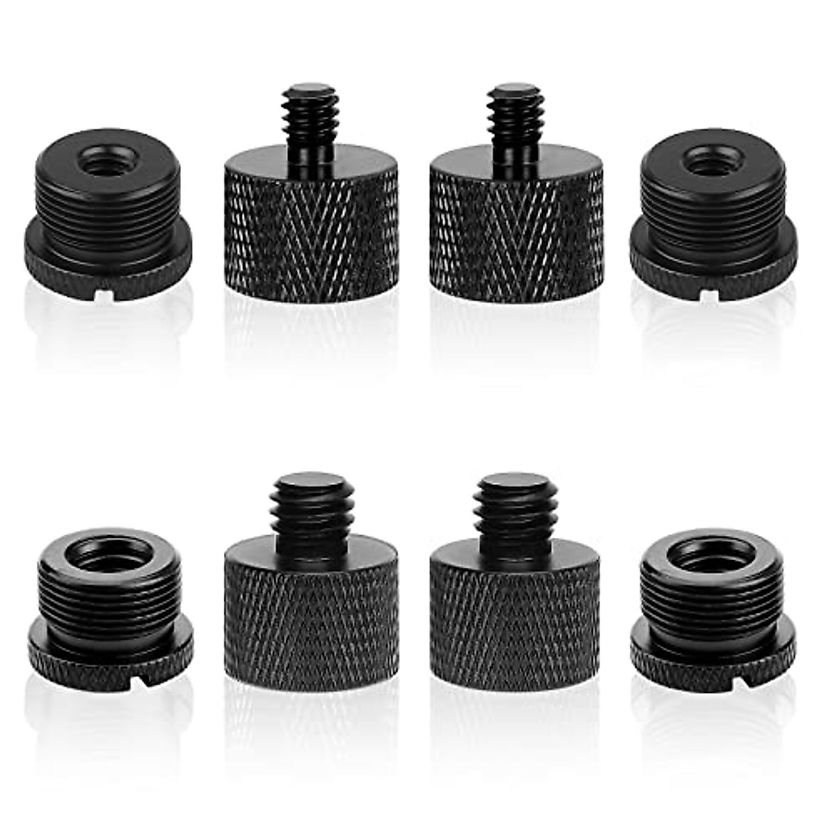 AIEX 8pcs Mic Thread Adapter, Mic Stand Adapter for Camera Screw Monitor Microphone Stand, 5/8 Female to 3/8 Male, 3/8 Female to 5/8 Male, 5/8 Female to 1/4 Male and 1/4 Female to 5/8 Male (Black)