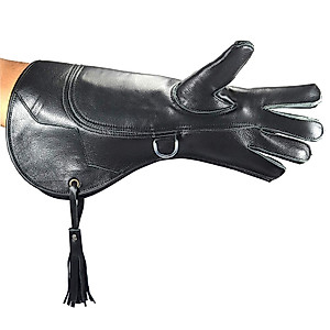 Medent Black Shiny Nubuck Leather Traditional Falconry Gloves Eagle Hunting Raptor Bird Pet Hawk - Left Hand