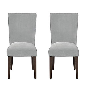 HomePop Parsons Classic Upholstered Accent Dining Chair, Set of 2, 19"D x 23.5"W x 38"H, Gray Velvet