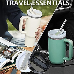 3 Pack for Stanley Lid Replacement 40 Oz, Replacement Spill Proof Splash Resistant Tumbler Lids, Reusable Tumbler Cover for Stanley Cup Accessories (Grey+Black+Beige)