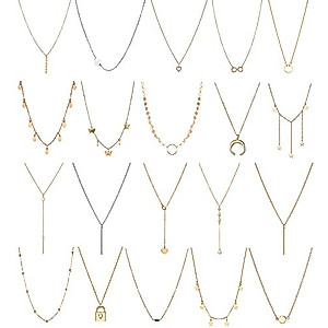 20 PCS Multipl Chain Necklaces for Women Fashion Pack- Locket Necklace Christmas Necklace Gold Necklace Choker Necklace Bar Necklace Butterfly Necklace Star Necklace Infinity Necklaces for Teen Gilrs