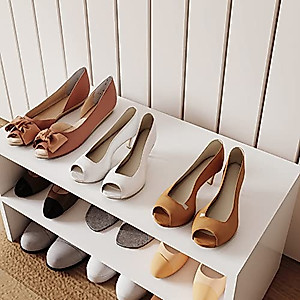 WAHEY Shoes Rack, Stackable 2 Shelf Wood Closet Organizer Unit, FSSR001