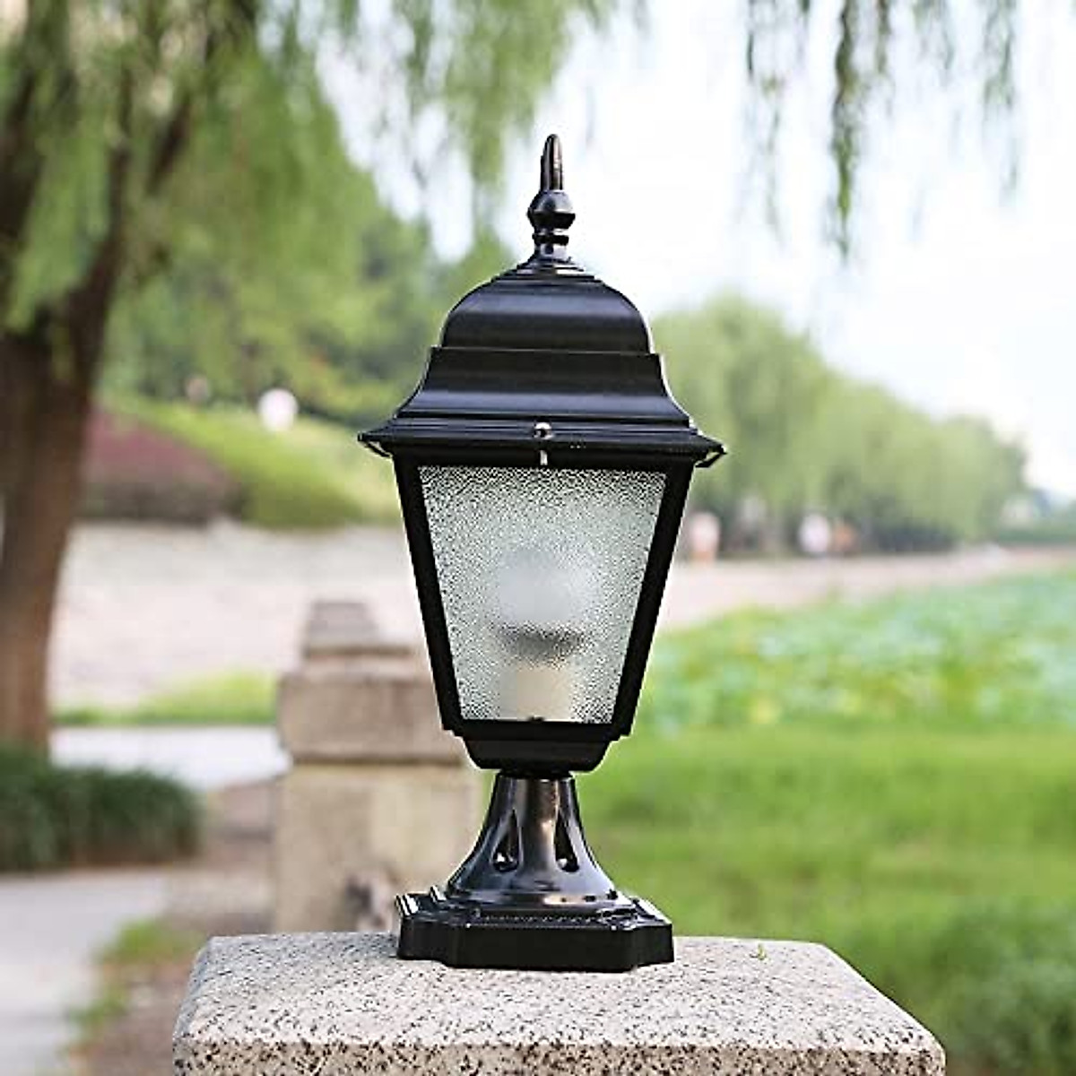 MODEBHD Continental Outdoor Table Lamp Column Lamp Tradition Victoria Antique Garden Lawn Floor Lamp Patio Villa Street Post Light Waterproof Outdoor Glass Light E27 Decoration Bollard Lamps