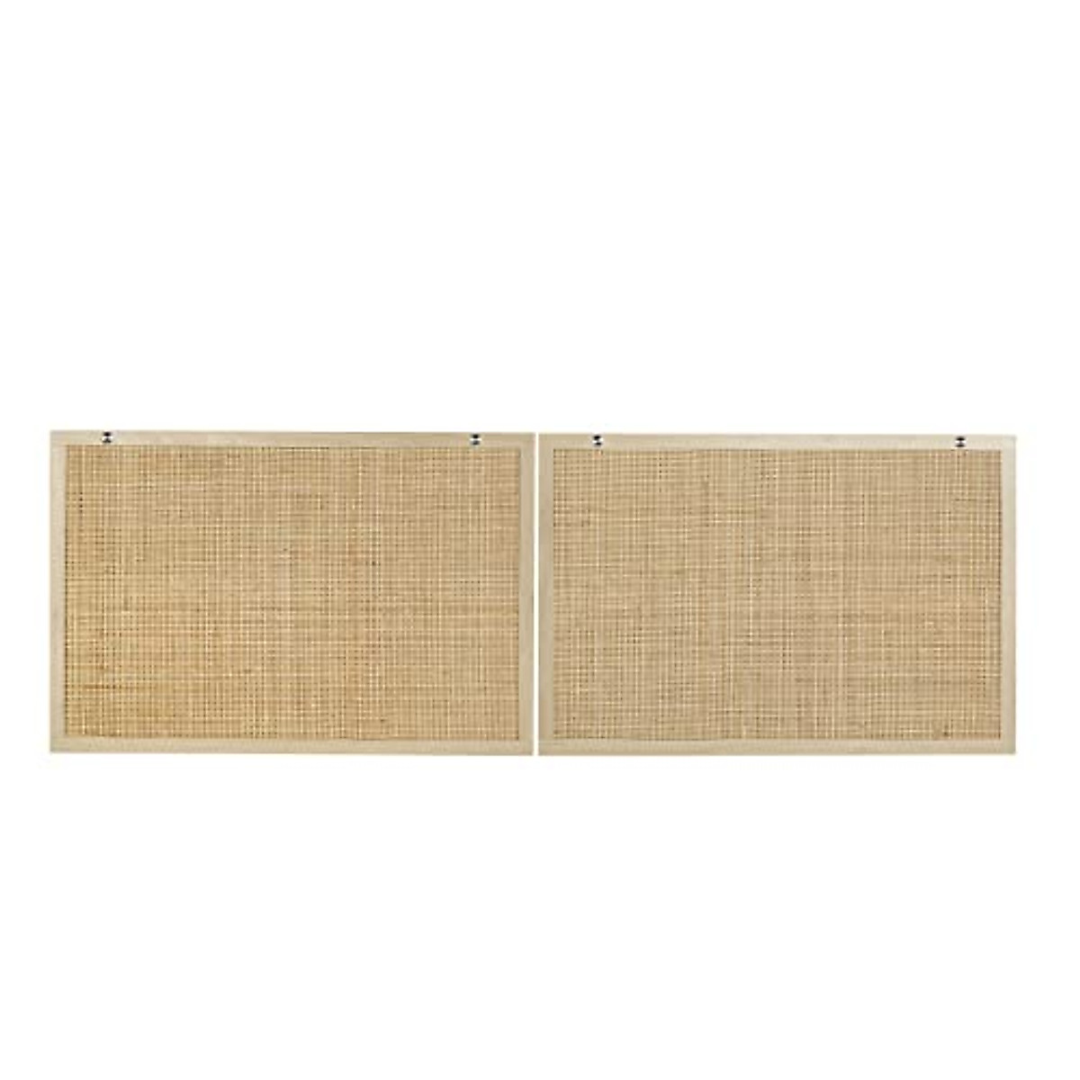 ZeHuoGe Natural Rattan Queen Headboard Decorative Panel with 2 Faux PU Leather Trim Strips, Wall-Mounted Headboard (Queen)