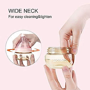 Baby Bottles for Newborn Baby PPSU Anti Colic Infant Bottles Wide Neck Breast-Like Nipple Slow Flow Breastfeeding Toddler Bottles-2pack (2.5 oz/pc, Pink)